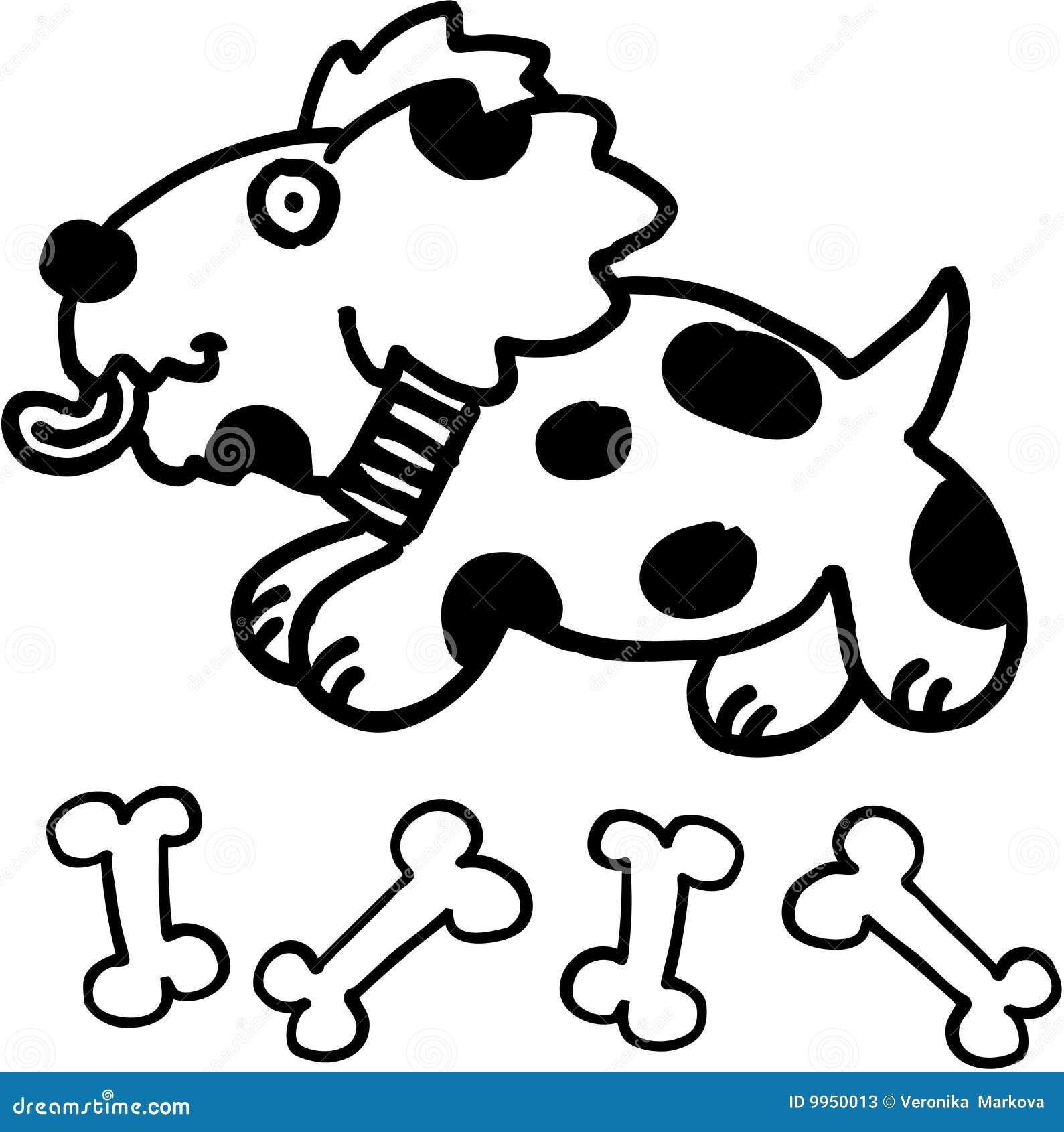 Perro loco ilustración del vector. Ilustración de huesos - 9950013