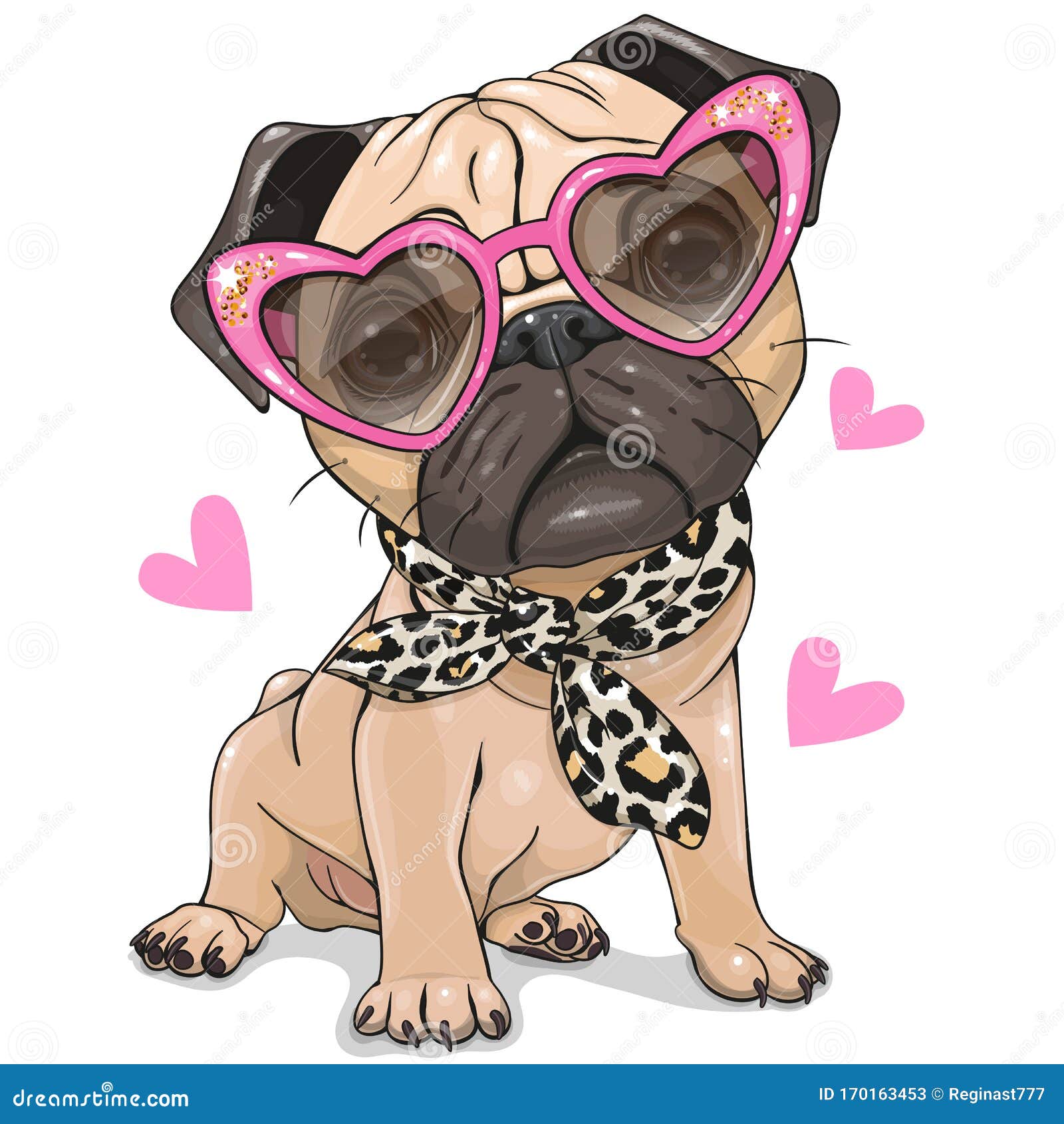 Perro Pug Con Lentes Rosas Y Bufanda Aislados Ilustración del Vector ... Perro Pug Con Lentes Rosas Y Bufanda Aislados Ilustración del Vector ...