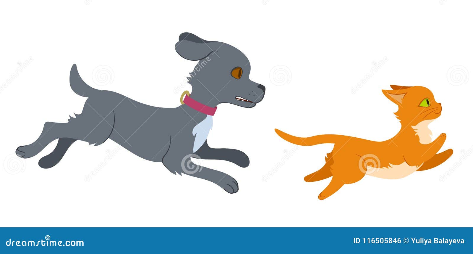 Perro que persigue un gato ilustración del vector. Ilustración de ...
