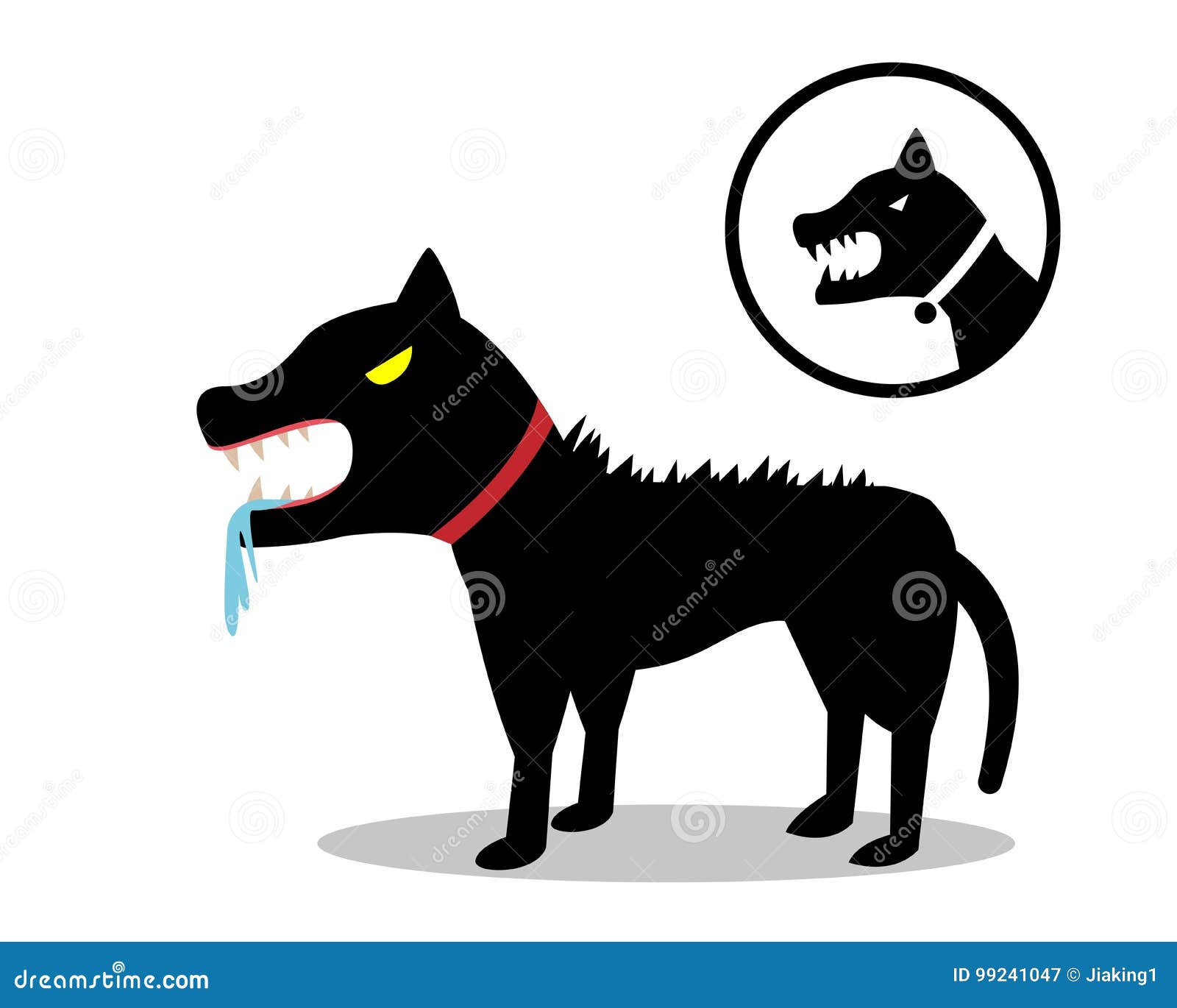 Perro Rabioso En El Estilo Y El Icono Planos, Vector Ilustración del ...