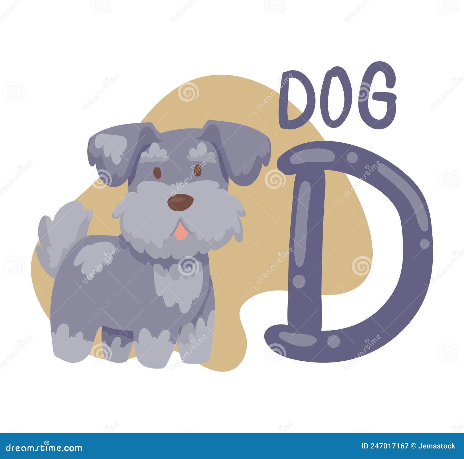 Perro y letra d ilustración del vector. Ilustración de feliz - 247017167