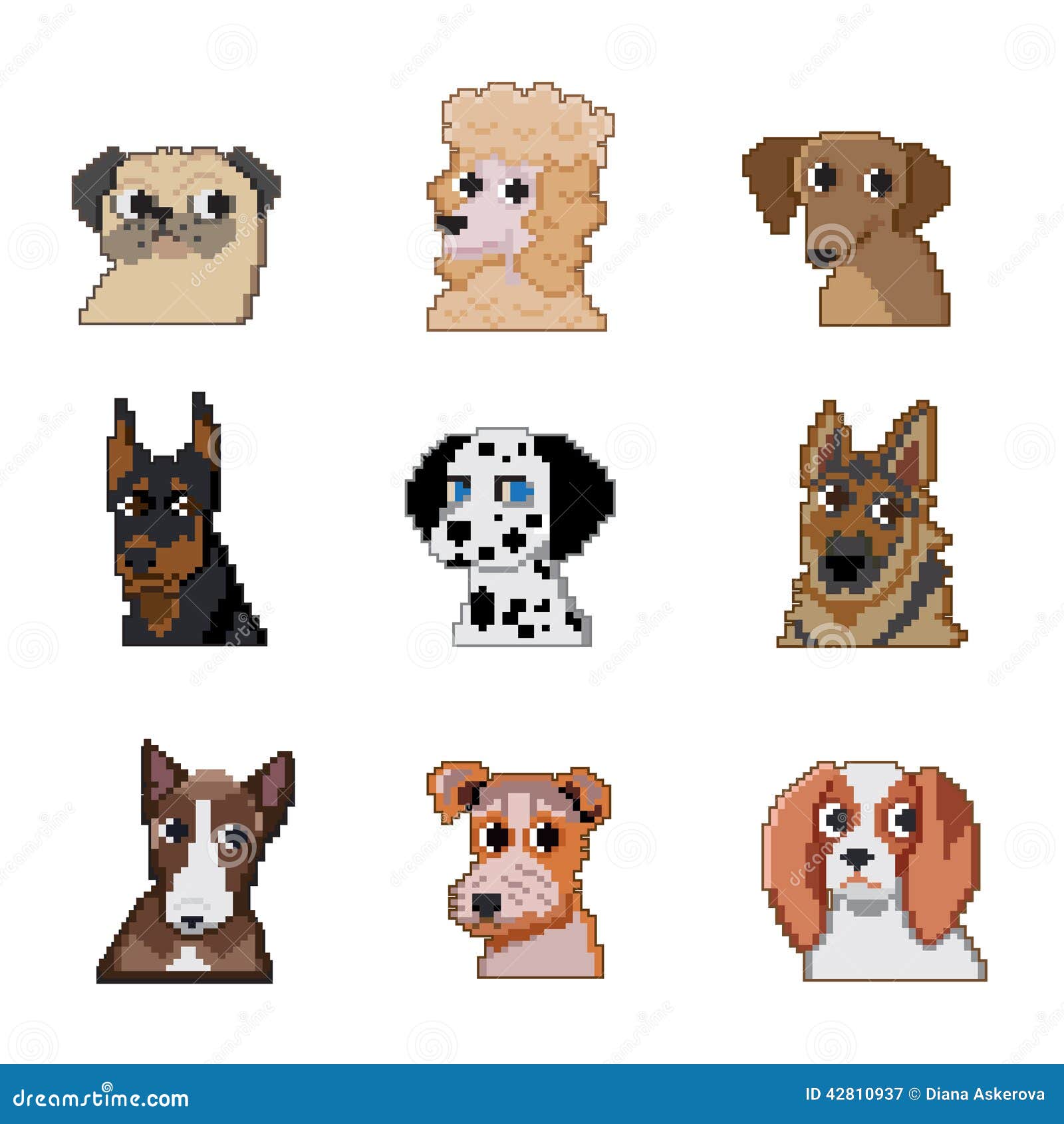 Perros del pixel ilustración del vector. Ilustración de conjunto - 42810937
