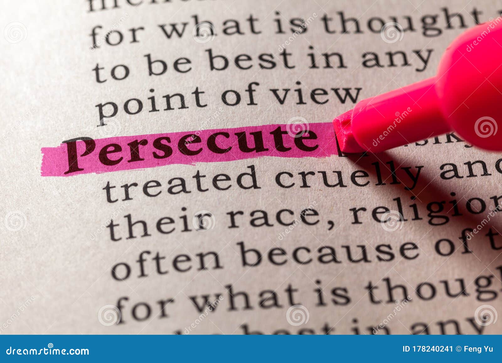 Persecute stock image. Image of dictionary, highlighter - 178240241