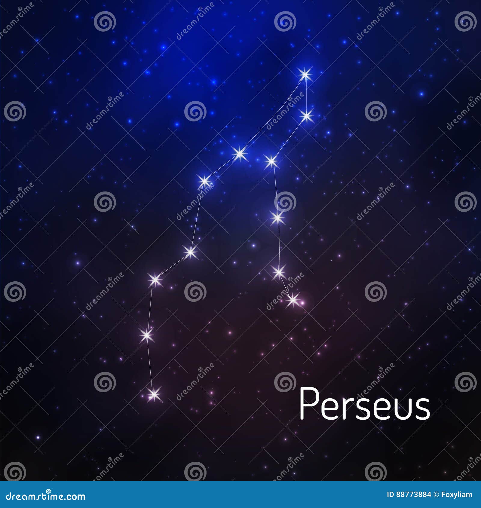 Perseus Constellation. Starry Night Sky. Cluster Of Stars And Galaxies ...