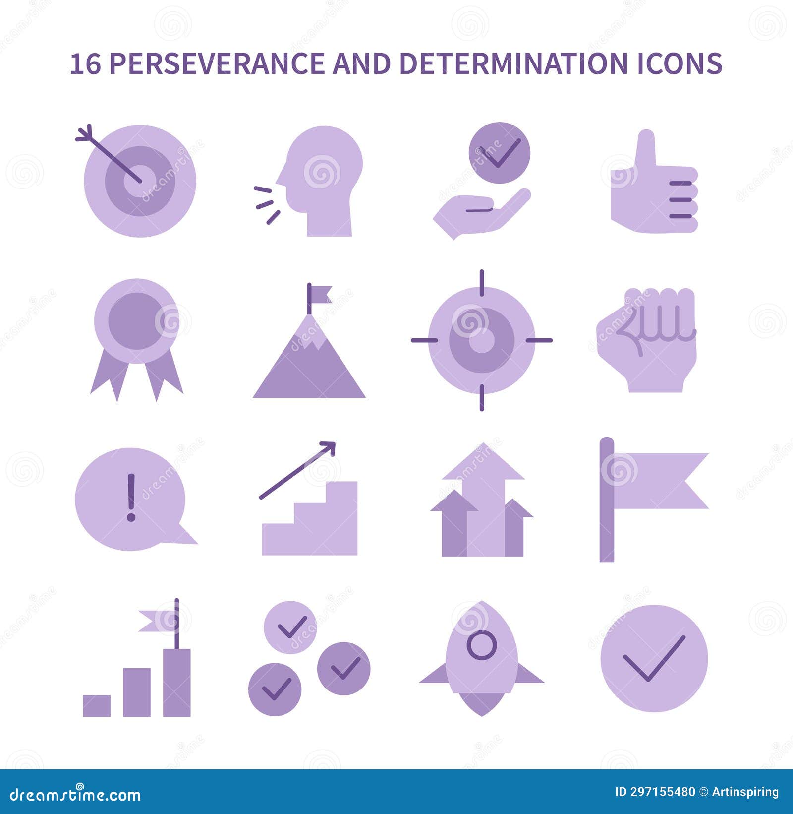 Perseverance and Determination Icon Set. Flat Vector Illustration Stock ...