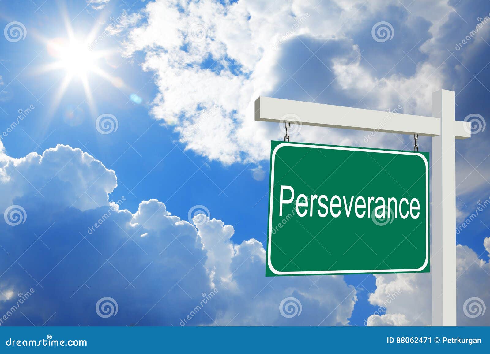 Perseverance. Road Sign with Clouds and Sky Stock Illustration ...