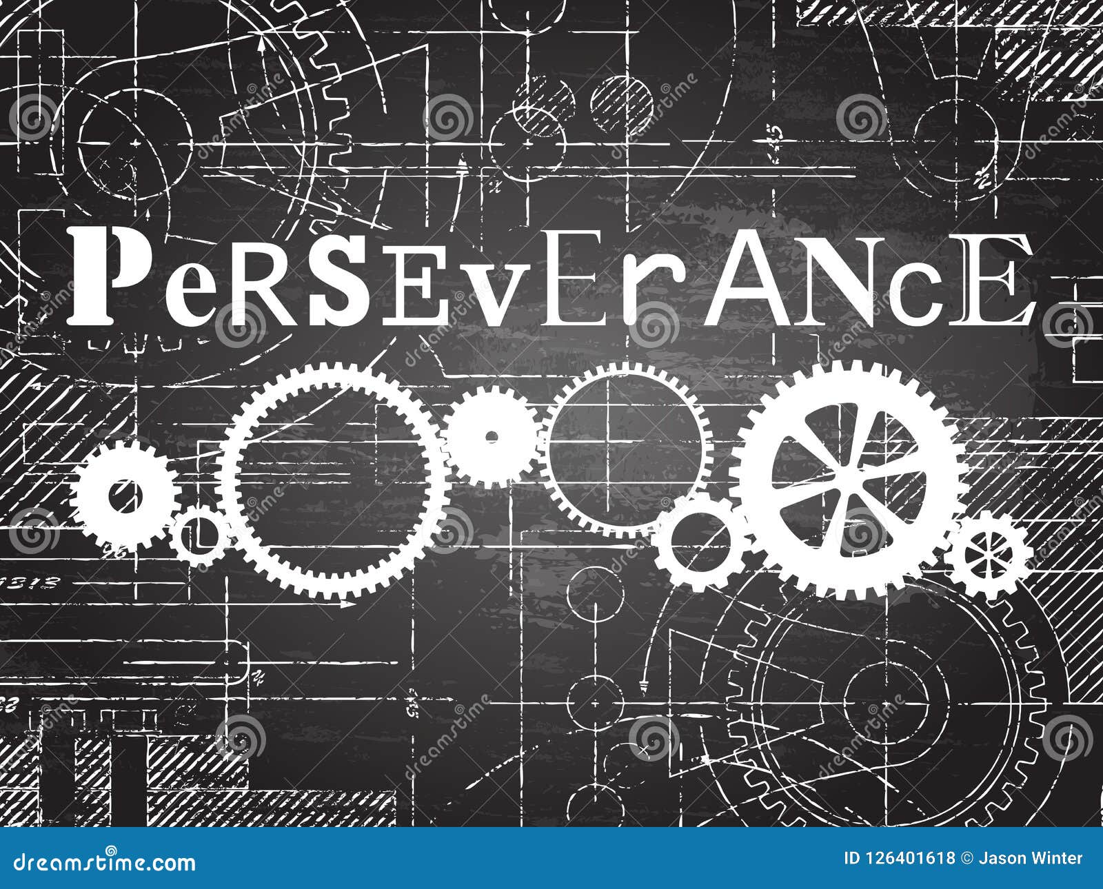 Perseverance Blackboard Tech Drawing Vector Illustration ...