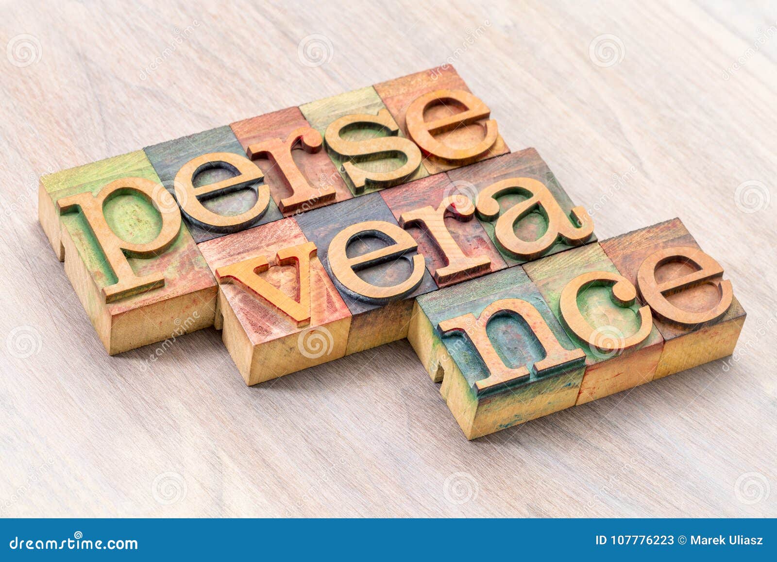 Perseverance Word Typography in Wood Type Stock Image - Image of type ...
