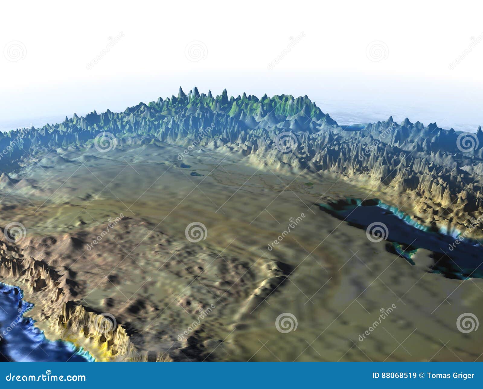 Persian Gulf on Earth - Visible Ocean Floor Stock Illustration ...