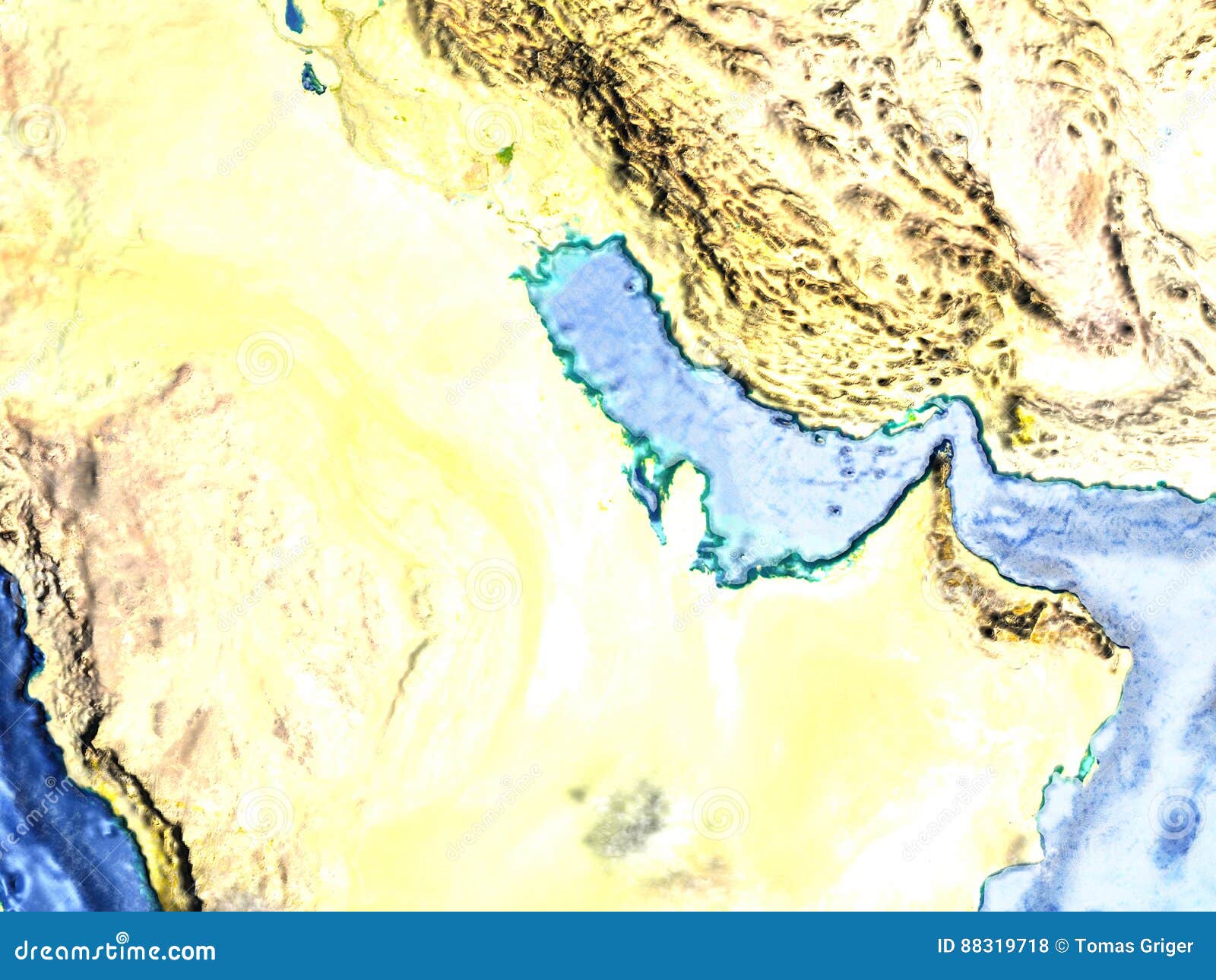 Persian Gulf on Earth - Visible Ocean Floor Stock Illustration ...