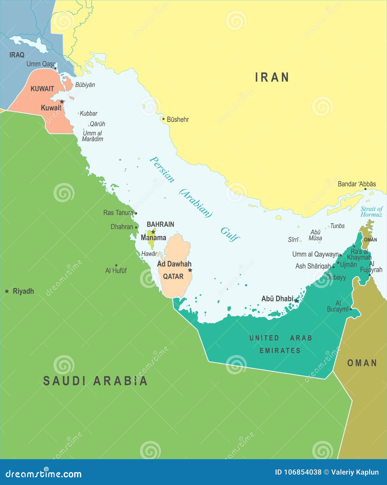 Persian Gulf Map - Vector Illustration Stock Illustration ...