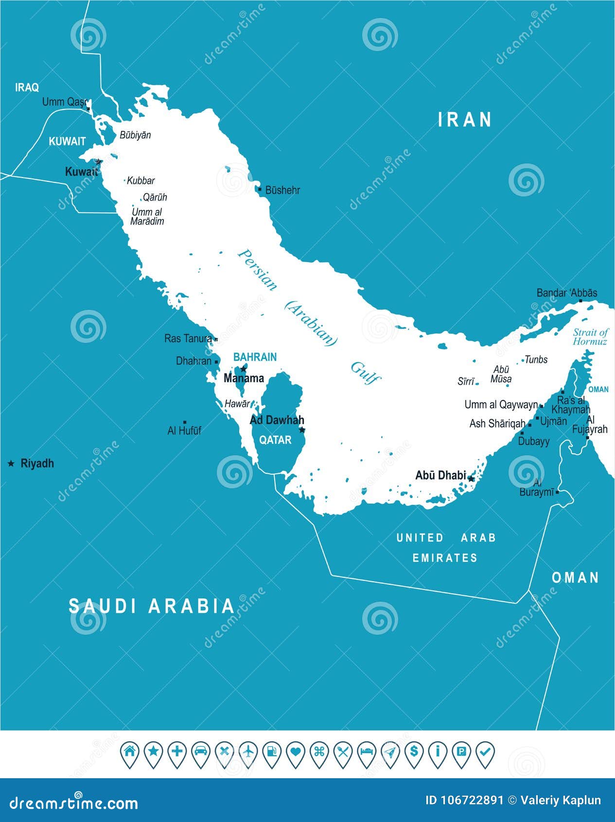 Persian Gulf Map - Vector Illustration Stock Illustration ...