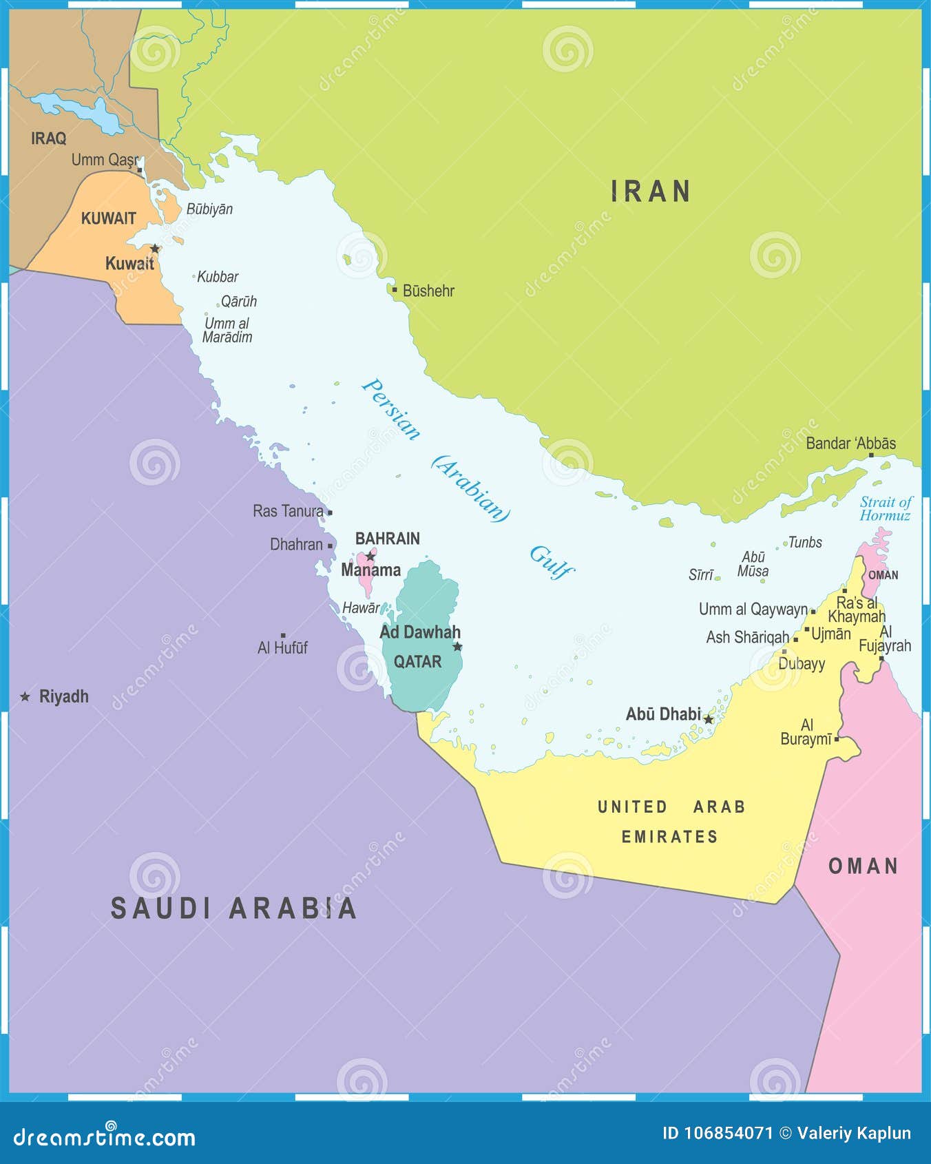 Persian Gulf Map - Vector Illustration Stock Illustration ...
