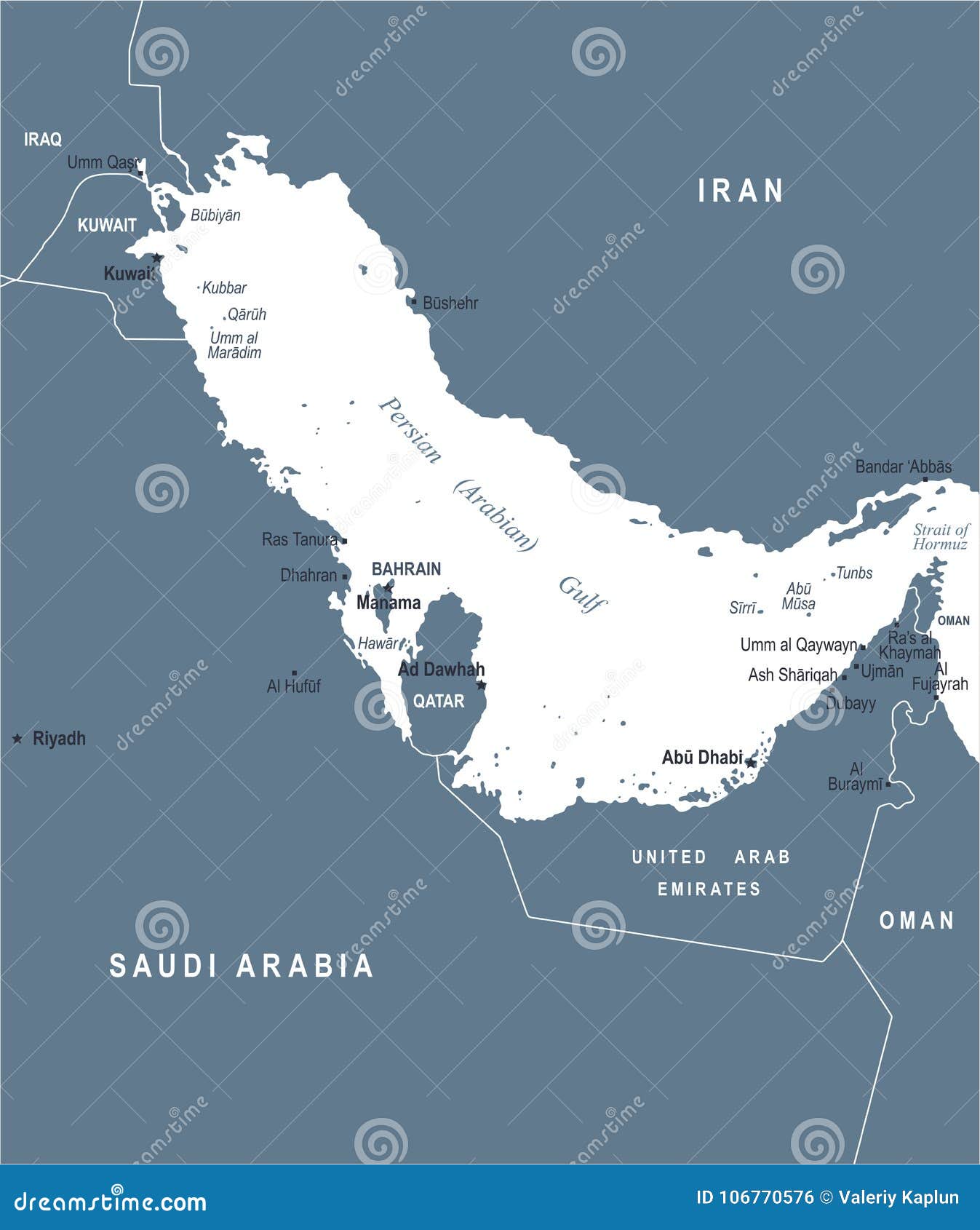 Persian Gulf Map - Vector Illustration Stock Illustration ...