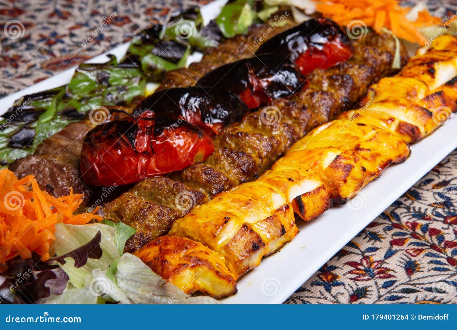 Persian Mix Kebab stock photo. Image of chicken, kebab - 179401264