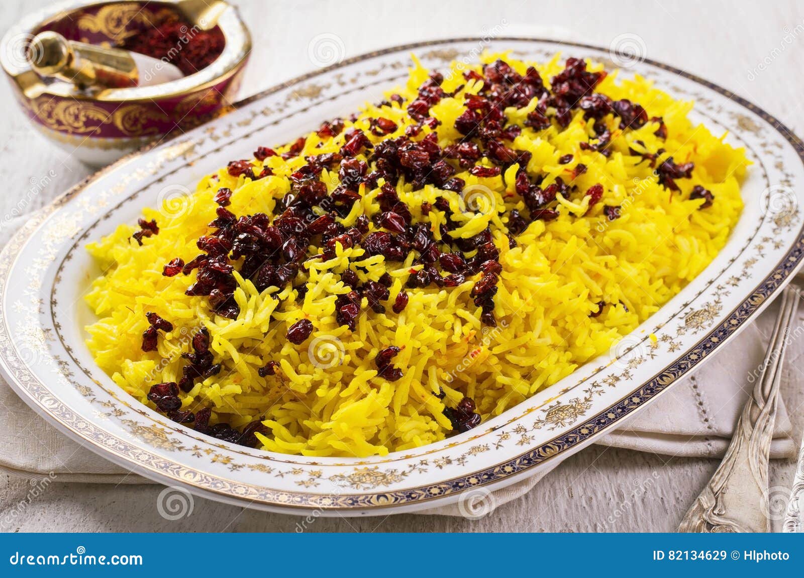 Persian Saffron Rice with Berberis Stock Image - Image of food, kateh ...