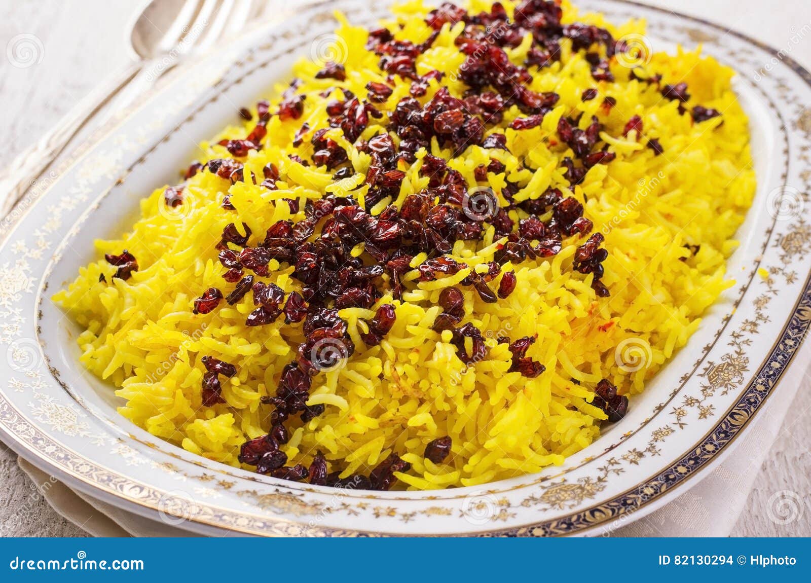 Persian Saffron Rice with Berberis Stock Photo - Image of dish ...
