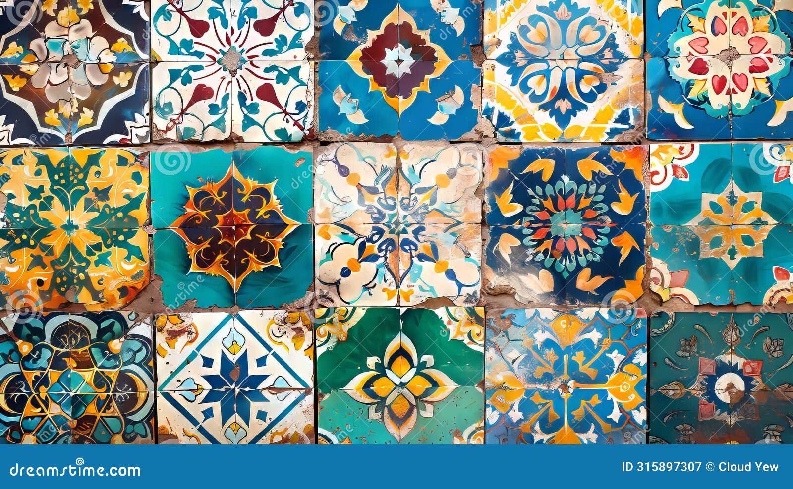 Persian Tile Pattern with Colorful Designs and Geometric Arrangements ...