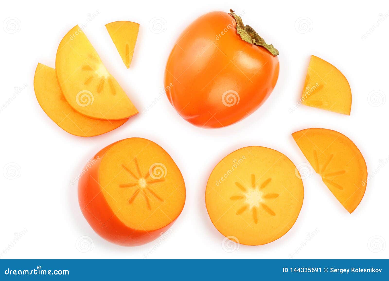 Persimmon Fruit Isolated on White Background. Top View Stock Image ...