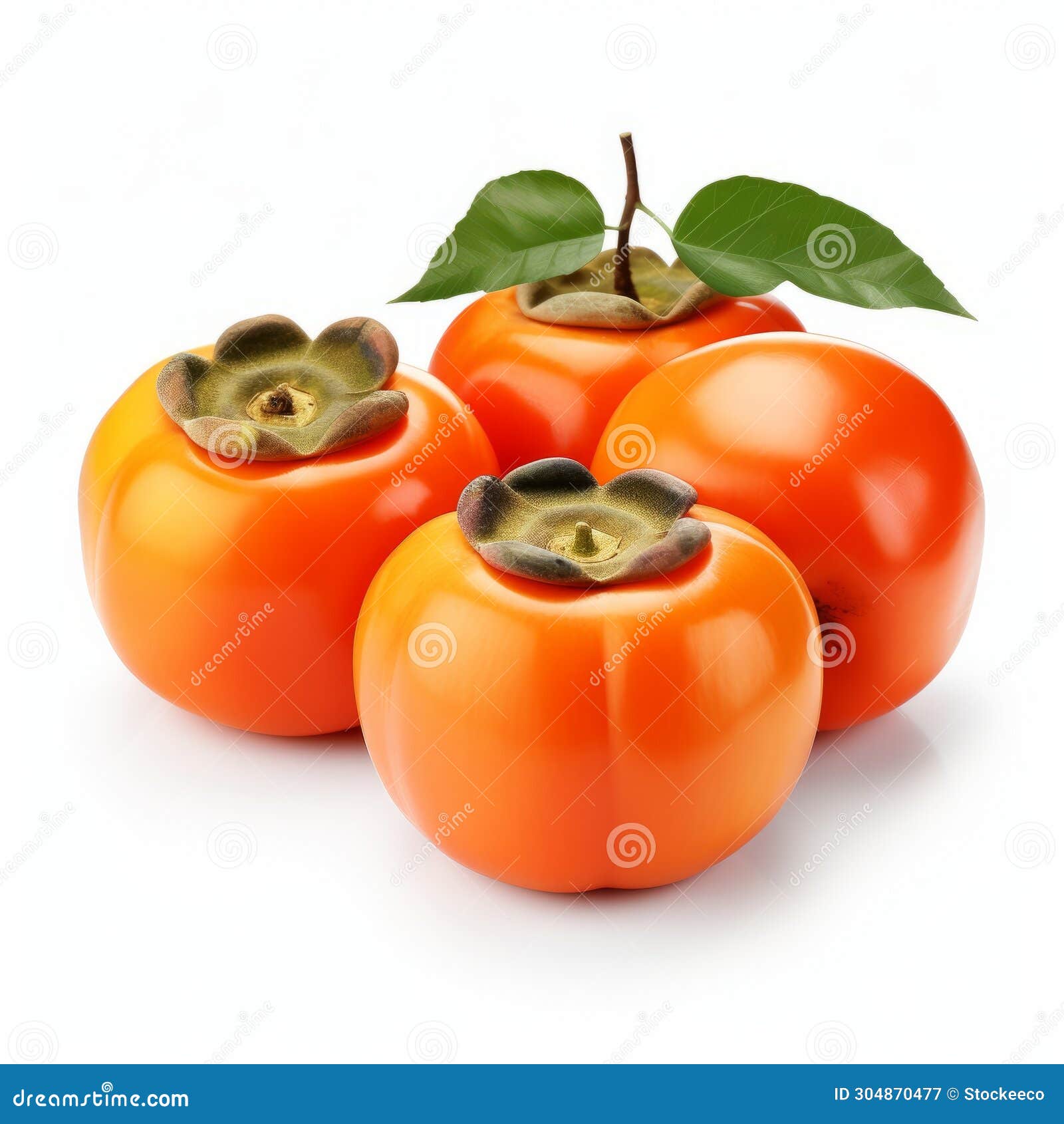 Three Whole Persimmons on White Background - Tropical Symbolism and ...