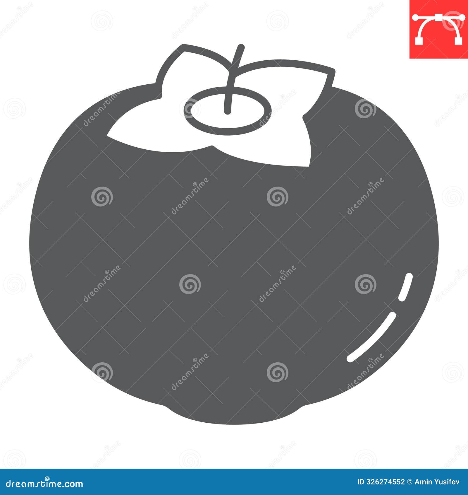Persimmon glyph icon stock vector. Illustration of nature - 326274552