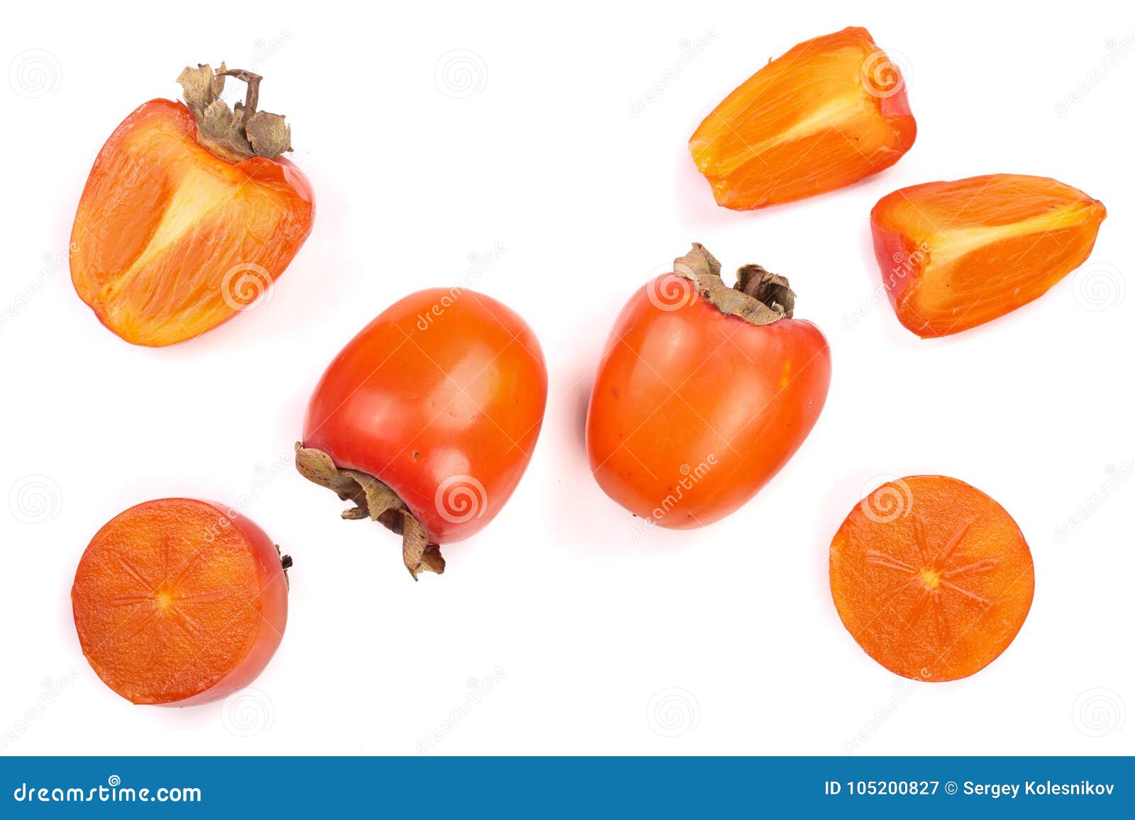 Persimmon Isolated on White Background. Top View Stock Image - Image of ...