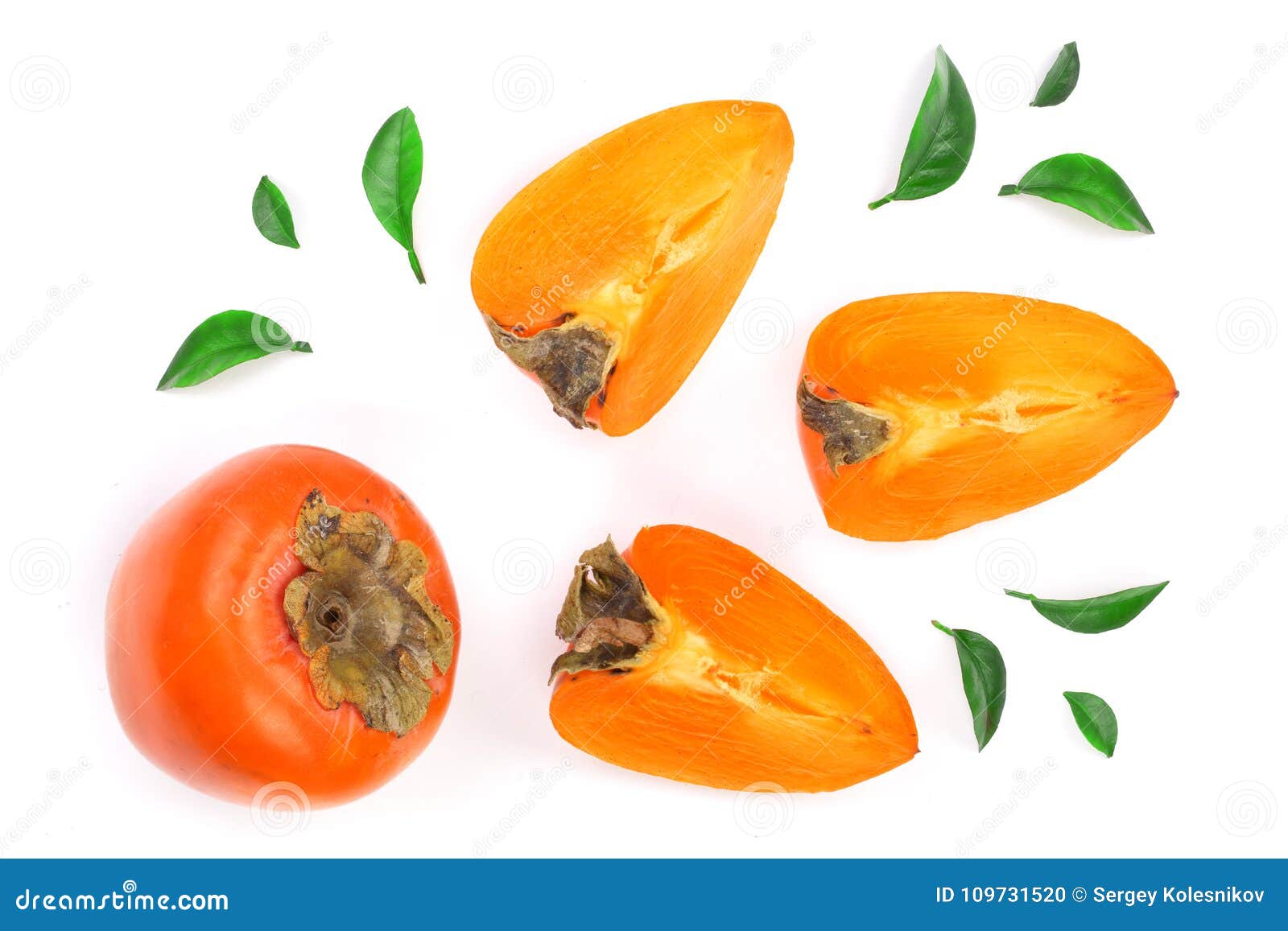 Persimmon Isolated on White Background. Top View Stock Photo - Image of ...