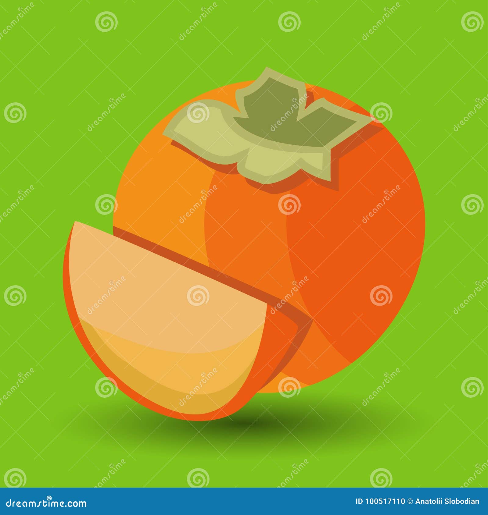 Persimmon, Kaki or Sharon Fruit Vector Icon. Stock Vector ...
