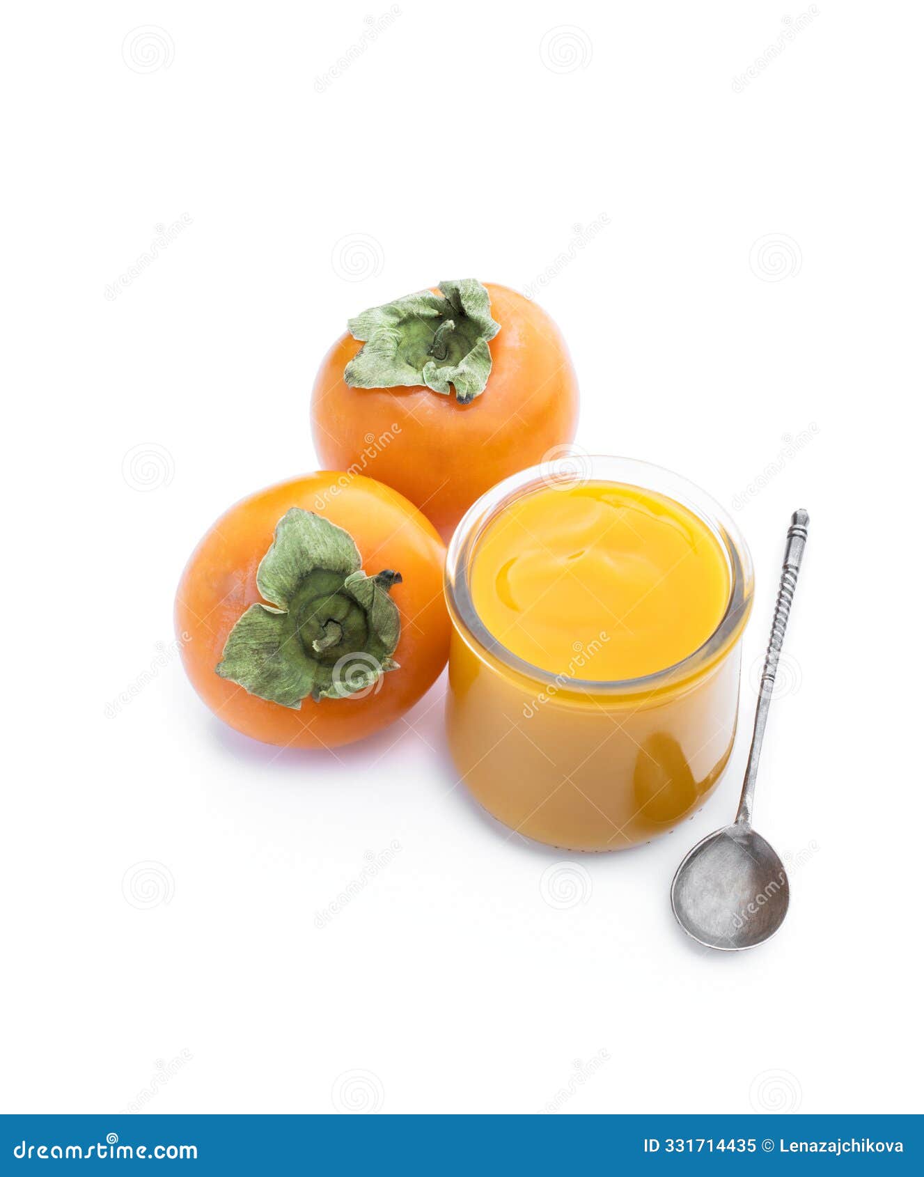 Persimmon Puree in Glass Jar Isolated on White Stock Image - Image of ...