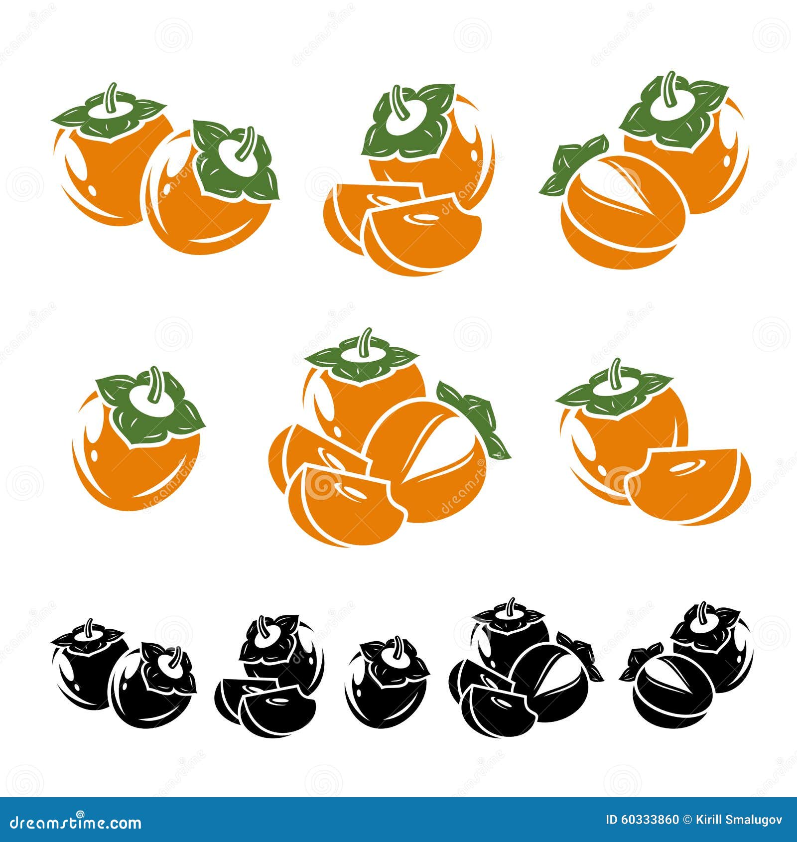 Persimmon set. Vector stock vector. Illustration of organic - 60333860