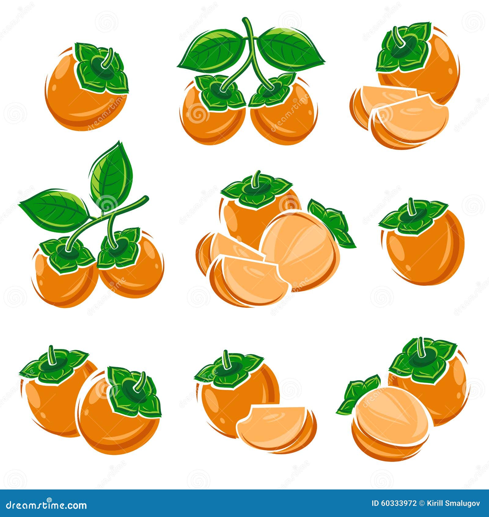 Persimmon set. Vector stock vector. Illustration of color - 60333972
