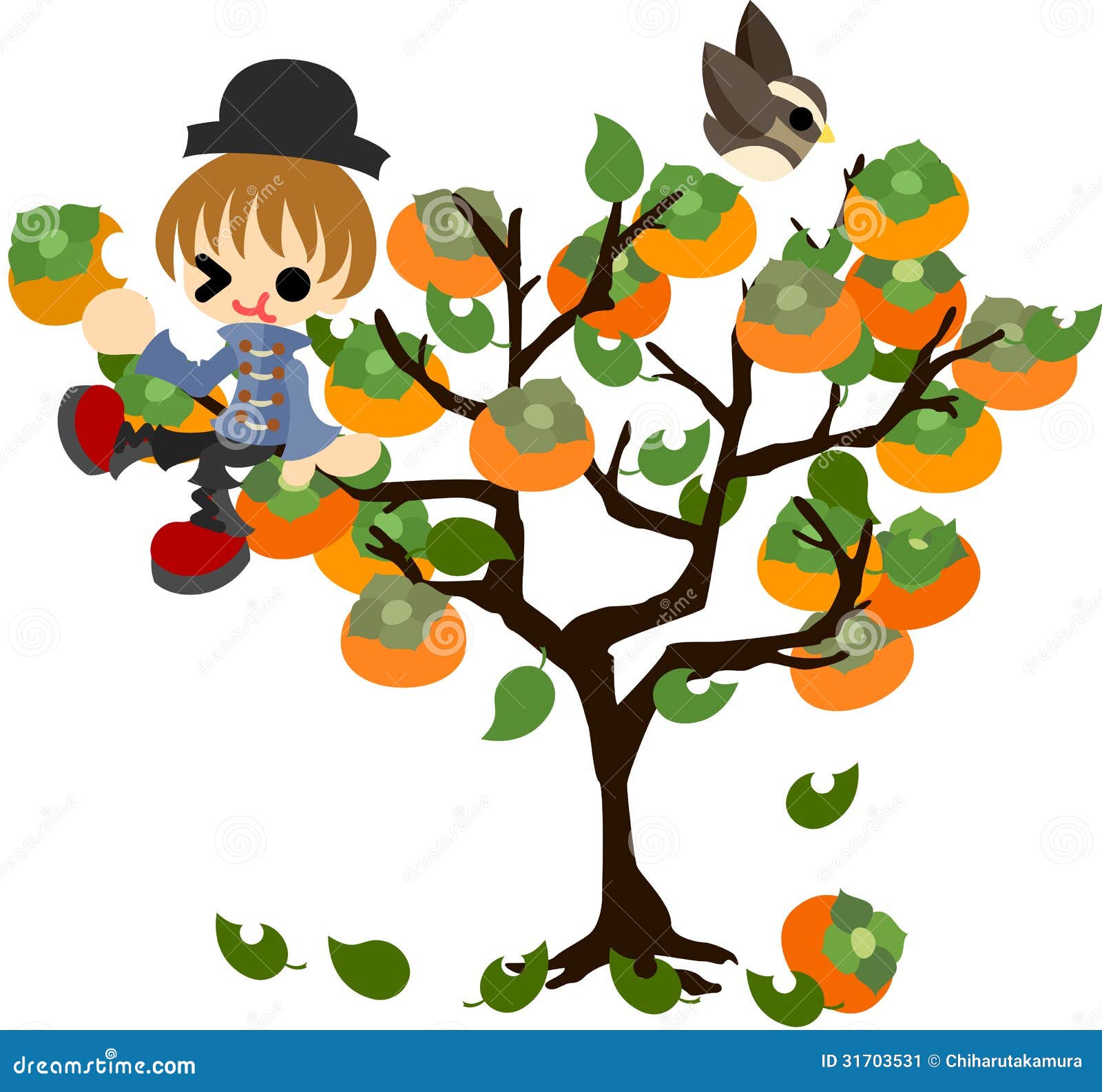 Persimmon Tree stock vector. Illustration of persimmon - 31703531
