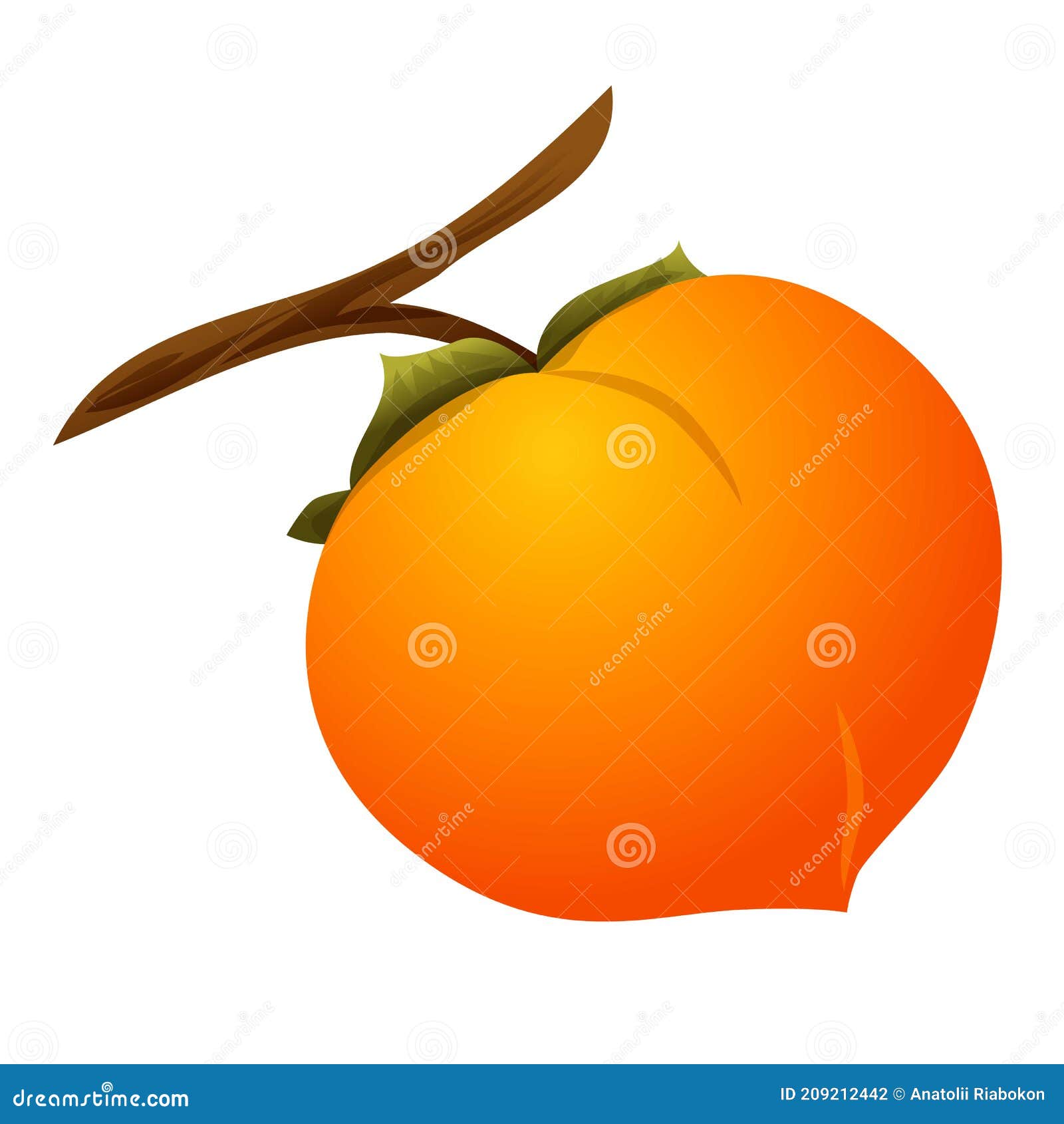 Persimmon Tree Branch Icon, Cartoon Style Stock Vector - Illustration ...