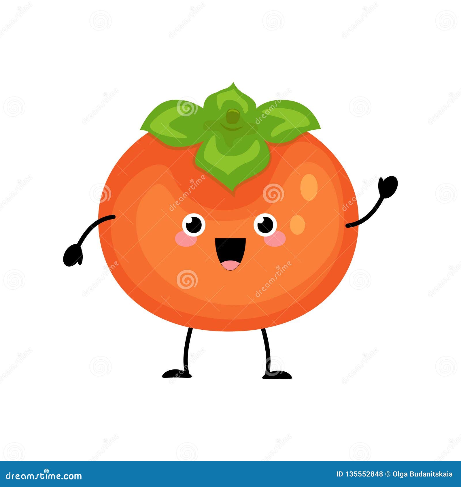 Persimmon Vector Characters Isolated on White Background. Kawai Stock ...