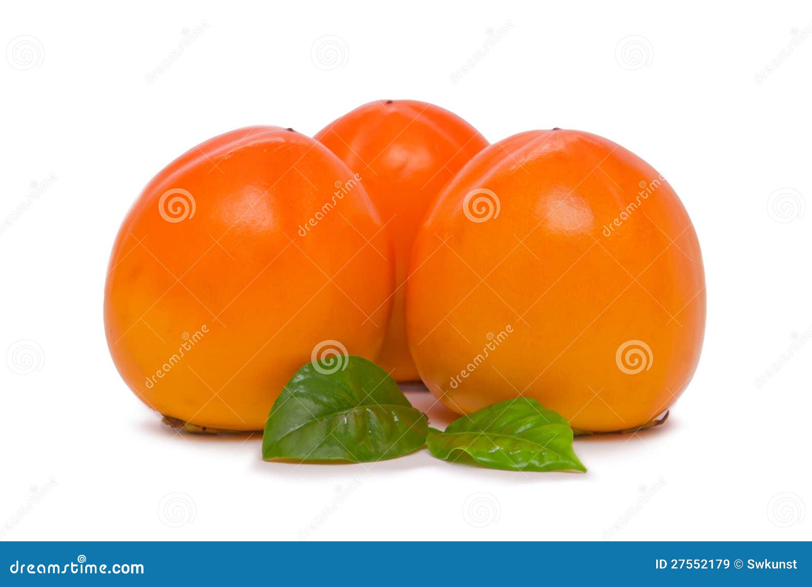 Persimmon on White Background. Stock Image - Image of fresh, leaves ...