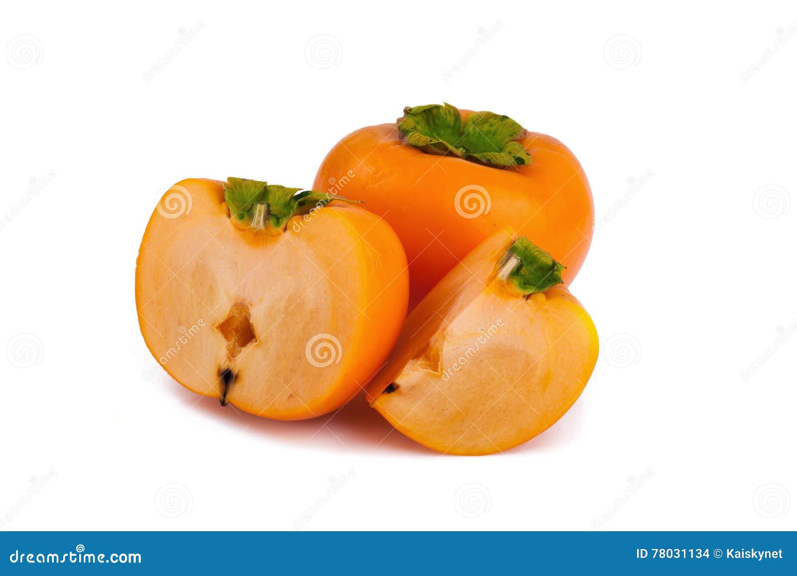 Persimmon on White Background Stock Photo - Image of tasty, tropical ...