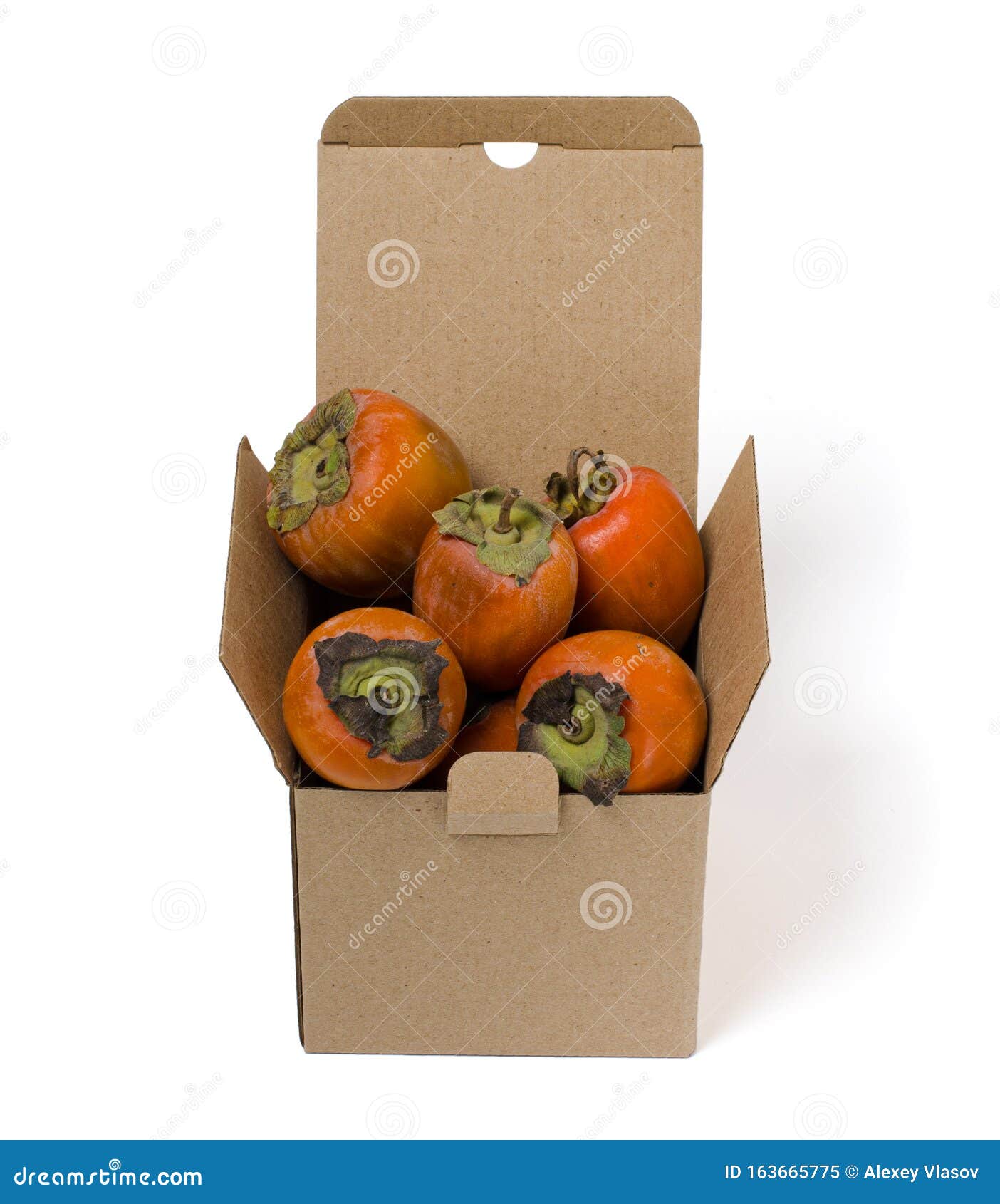 Persimmons in Cardboard Box Isolated on White Background Stock Image ...
