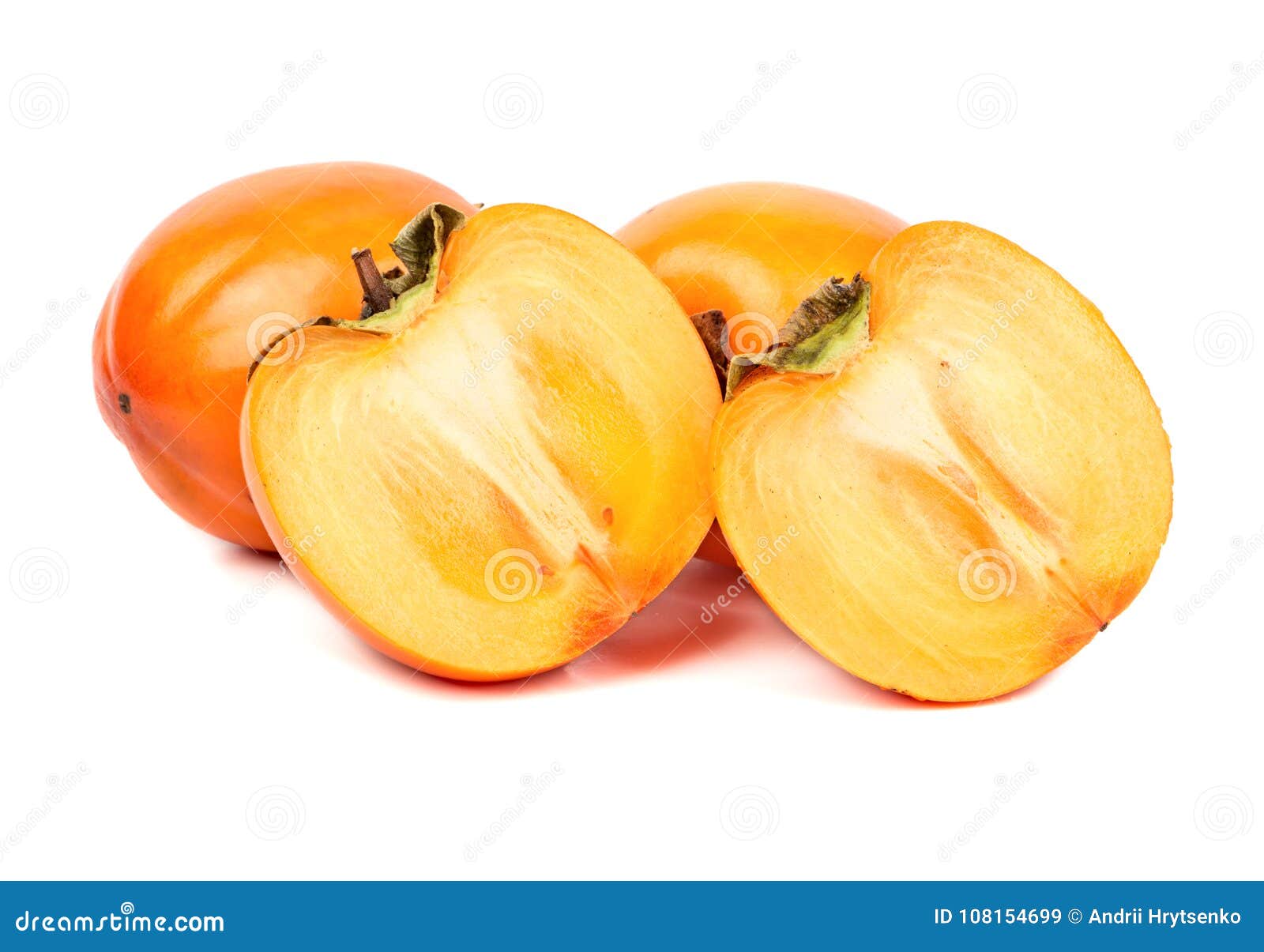 Persimmons with half stock image. Image of closeup, healthy - 108154699