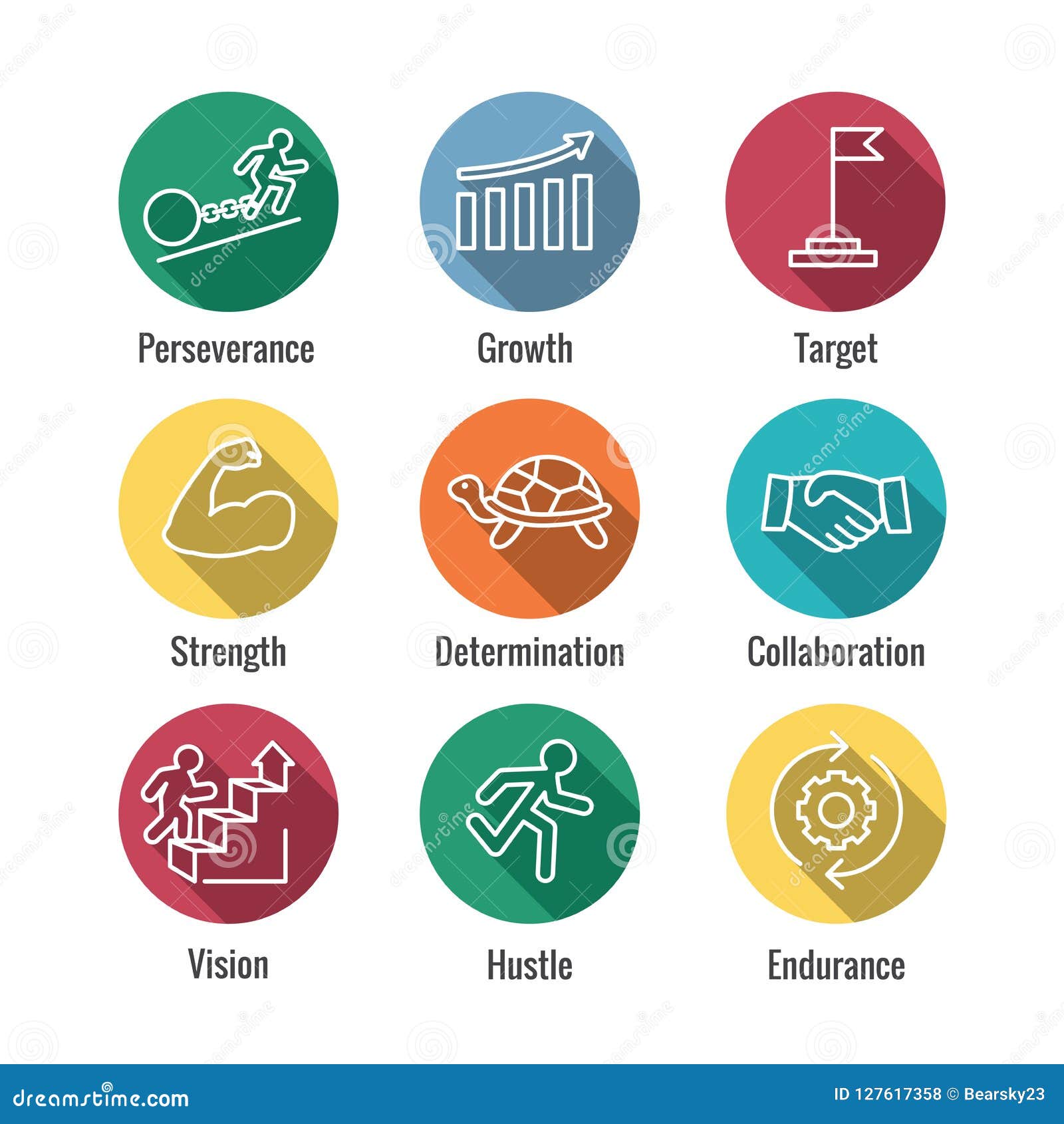 Persistence Icon Set With Person Climbing Hill Or Mountain ...