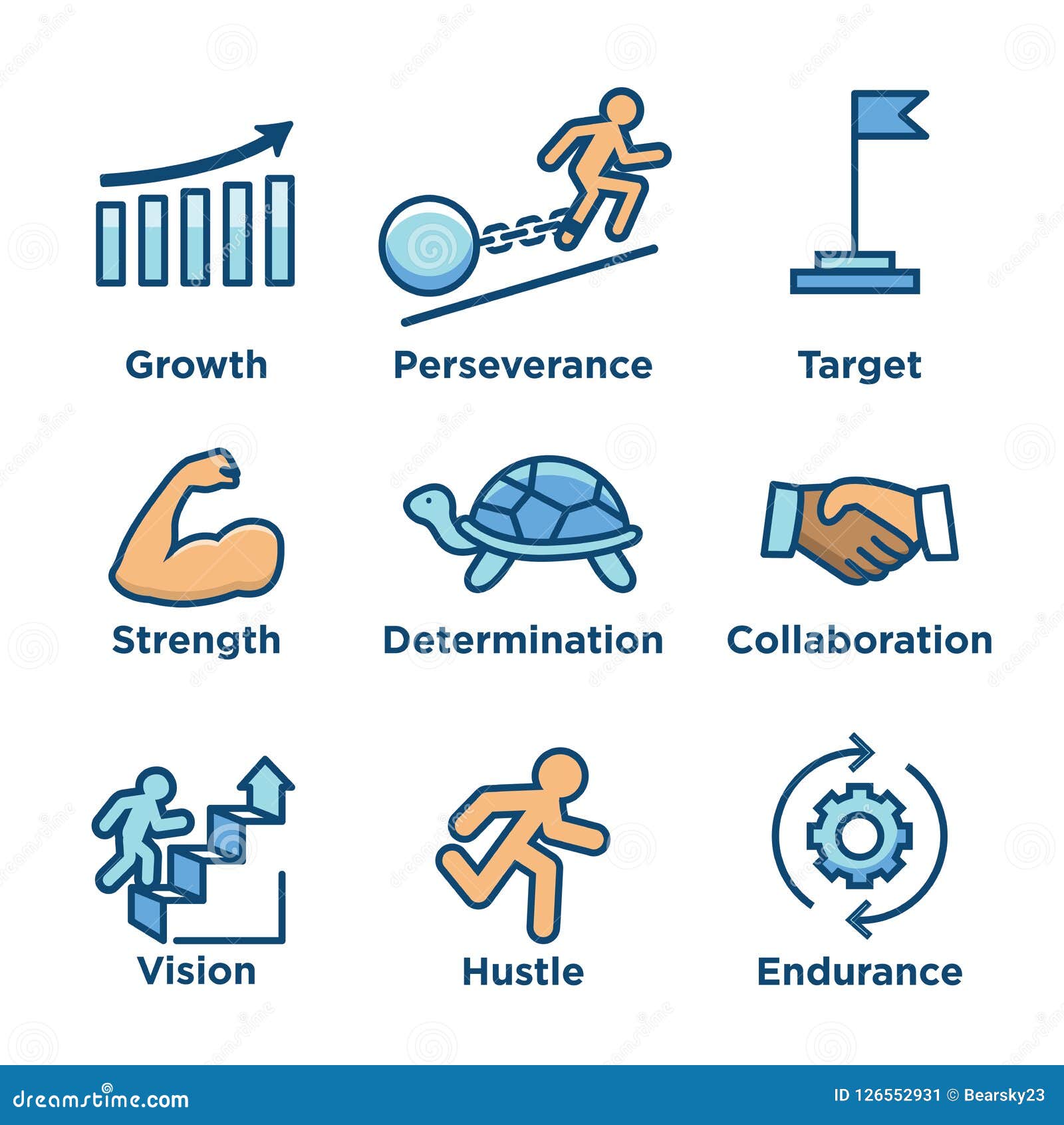 Persistence Icon Set with Image of Extreme Motivation and Drive Stock ... Persistence Icon Set with Image of Extreme Motivation and Drive Stock ...