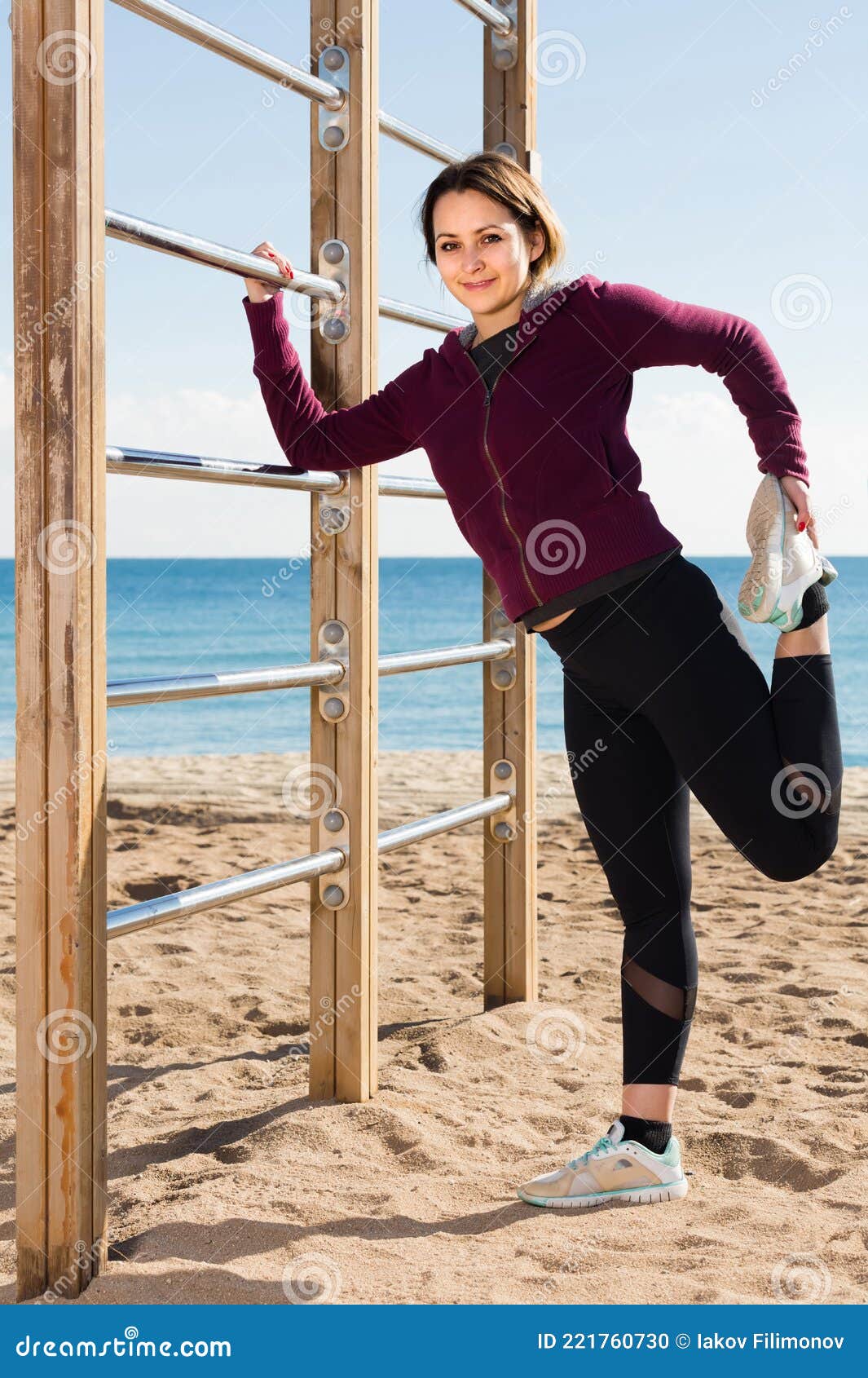 Persistent Female Training At Sea Beach Royalty-Free Stock Photography ...