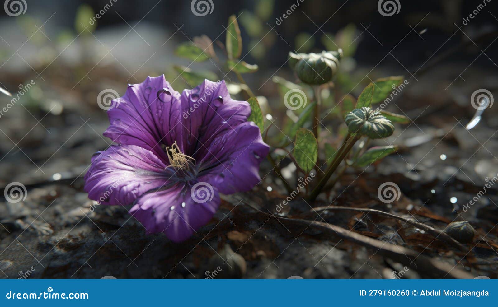 Persistent Growth, Purple Flower Persevering in a Harsh Environment ...