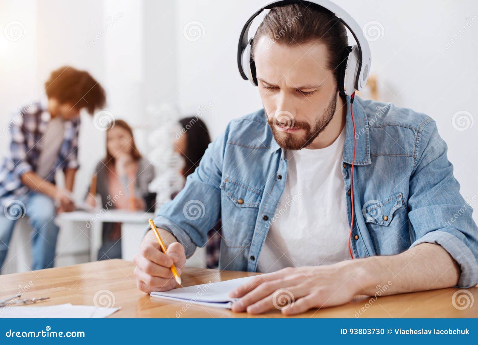 Persistent Talented Man Studying with Determination Stock Photo - Image ...