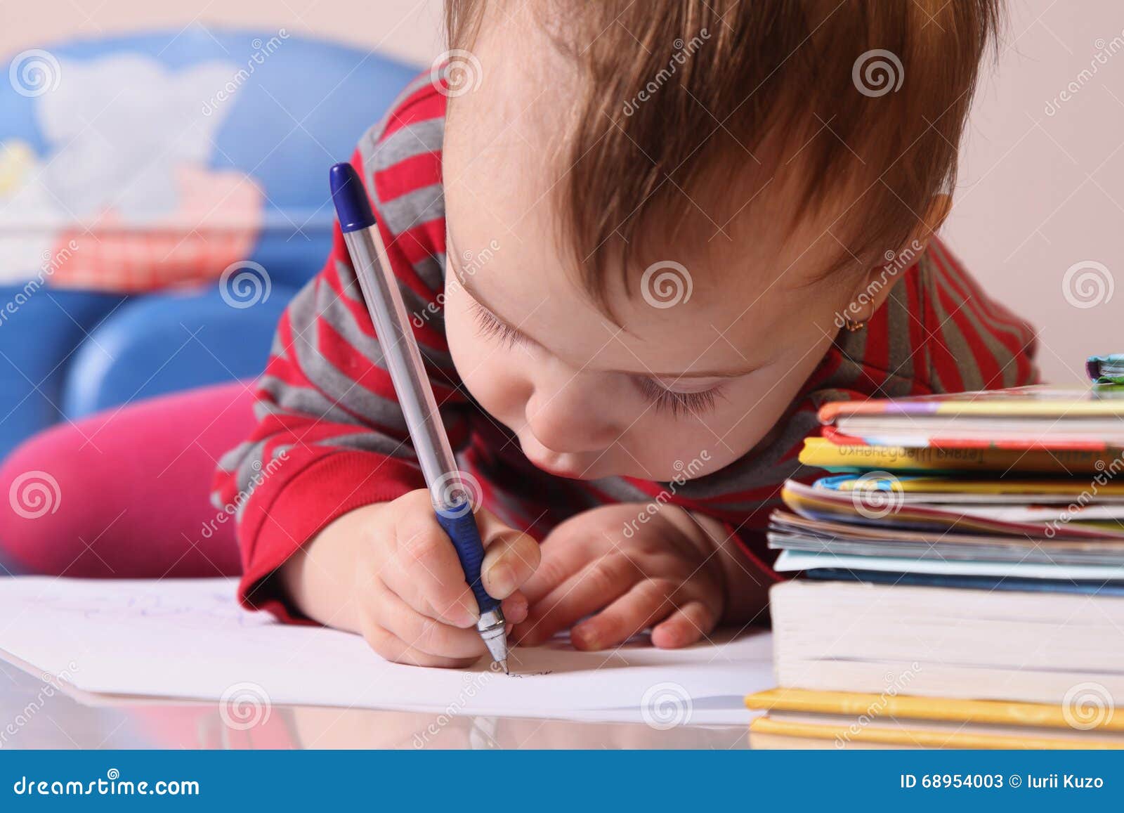 Persistent Training (baby Girl Learns To Write, Development, Education ...