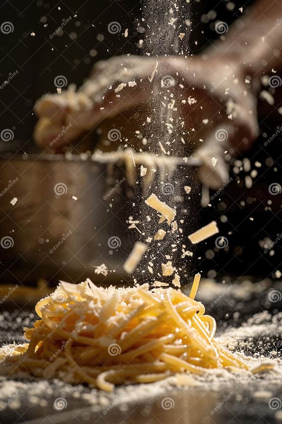 A Person Adding Cheese To Pasta Stock Image - Image of pasta, recipe ...
