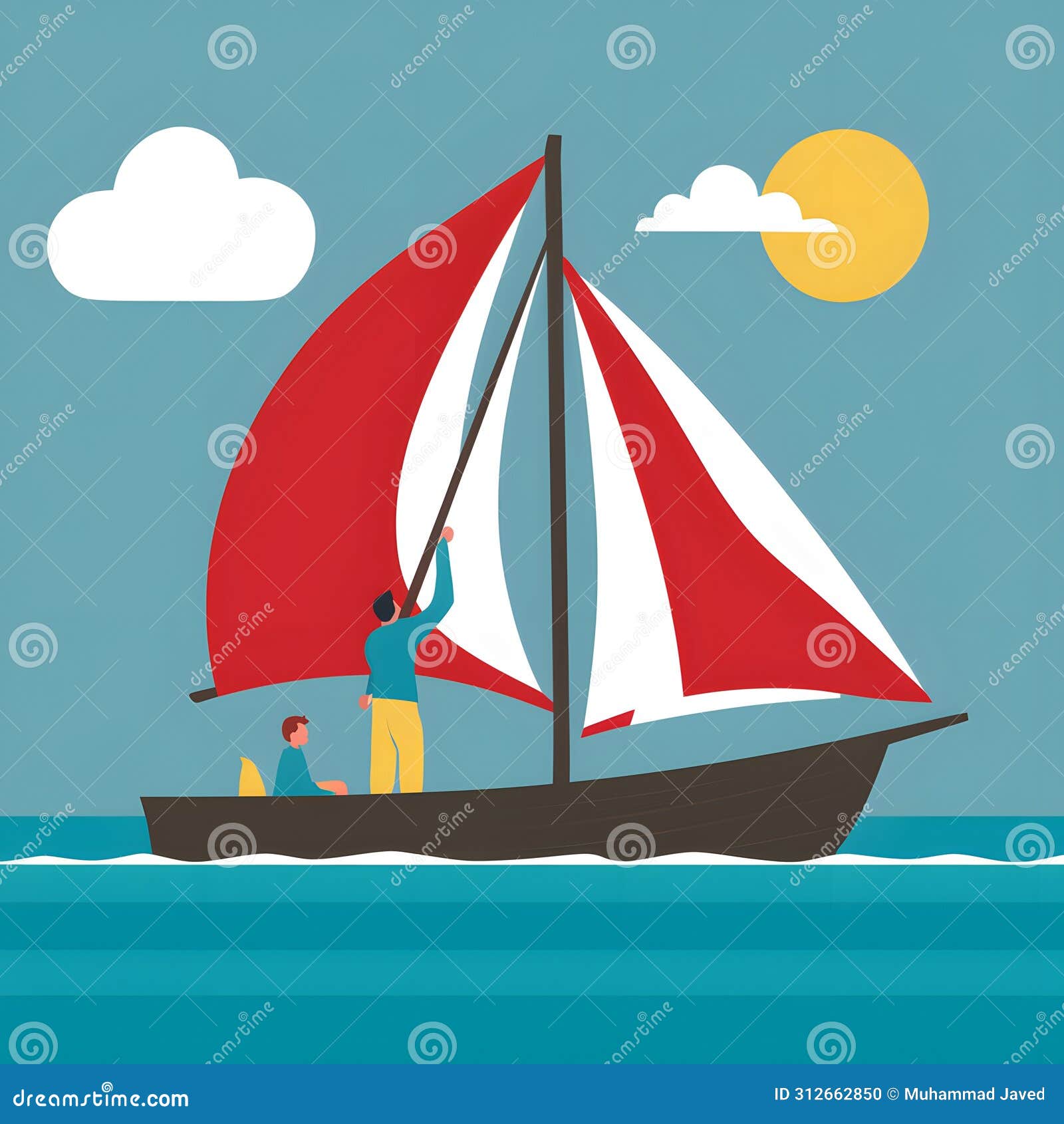 Person Adjusts Sails, Navigating Winds Of Change With Adaptation Stock ... Person Adjusts Sails, Navigating Winds Of Change With Adaptation Stock ...