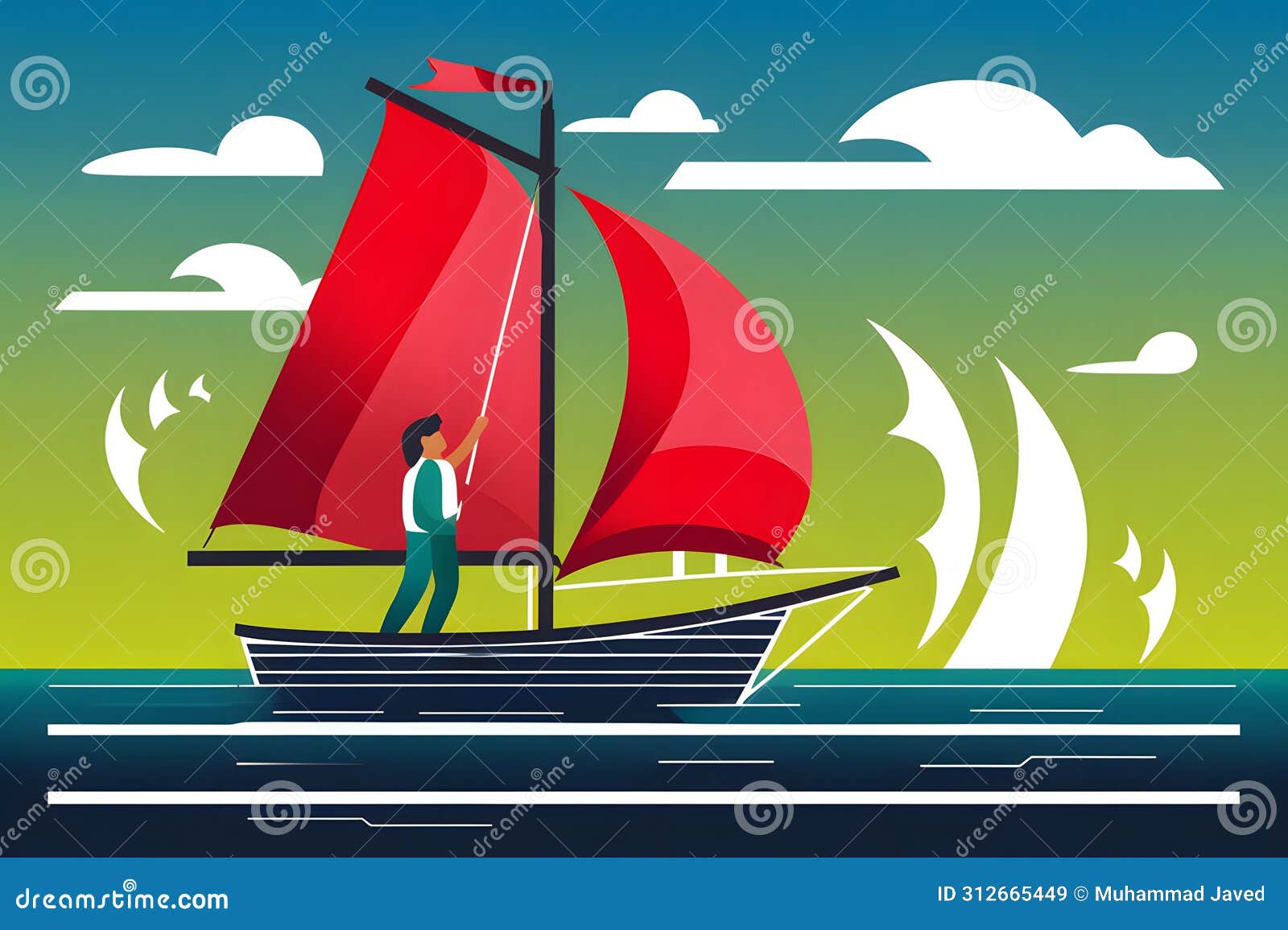 Person Adjusts Sails, Navigating Winds Of Change With Adaptation Stock ... Person Adjusts Sails, Navigating Winds Of Change With Adaptation Stock ...