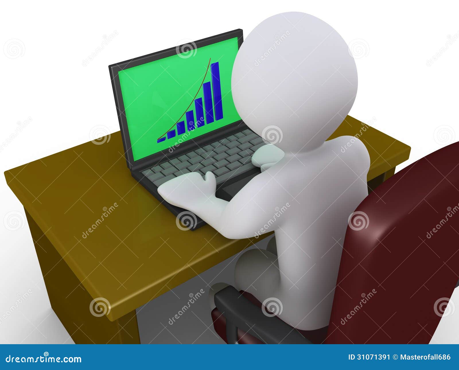 Person Analyzing Chart on a Laptop Stock Illustration - Illustration of ...