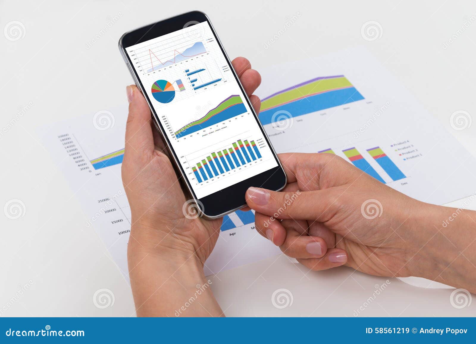Person Analyzing Graphs on Mobile Phone Stock Image - Image of office ...