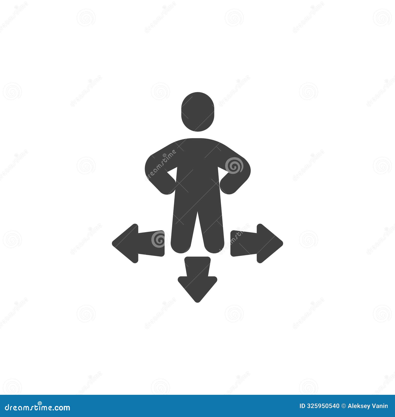 Person with Arrows Pointing in Different Directions Vector Icon Stock ...